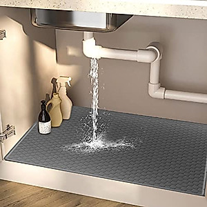 Kitchen Waterproof Under Sink Mat: Silicone Under Sink Liner，Under Sink Liner Drip Tray，34" x 22" Under Sink Kitchen Cabinet Mat，Under Sink Liner Drip Tray，Kitchen Sink Mats