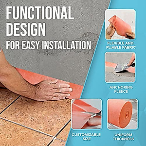 JJ CARE Waterproofing Membrane [4Mil - 5" x 98.5ft] - Polyethylene Waterproof Membrane, Shower Waterproofing Tile Underlayment Membrane, Crack Prevention Shower Membrane for Floors & Walls - 1 Roll