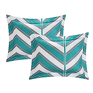 Chic Home Laredo Chevron and Geometric Printed Reversible Comforter Sheet Set, Full, Aqua
