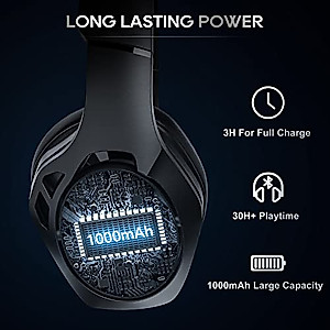 Tatybo 5.8GHz Wireless Gaming Headset with Detachable Mic for PC PS4 PS5 Mac Switch, Bluetooth 5.2 Gaming Headphones, 7.1 Surround Sound