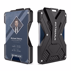 Extremus ID Wallet, Slim Tactical Wallet with Money Clip and Credit Card Holder, Minimalist Front Pocket Wallet for Men, Rfid Blocking Wallet, Holds 24 Cards Plus Cash, Black