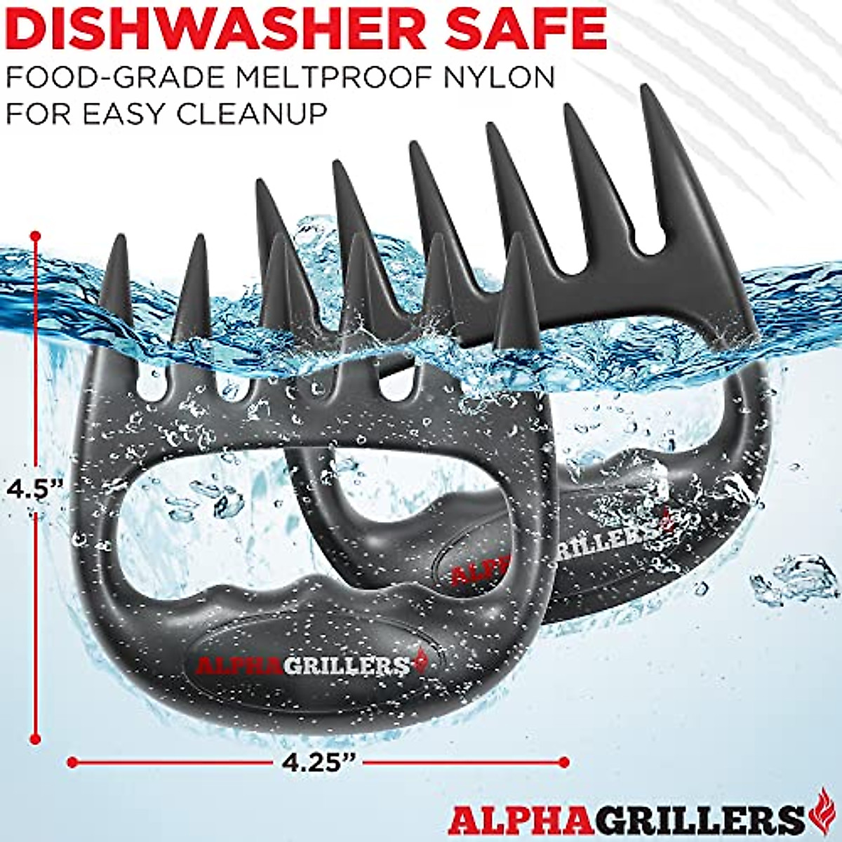 Alpha Griller Meat Claws for Shredding & Meat Shredder Tool - Meat Shredder Claws & Bear Claws for Shredding Meat, Smoker Accessories for BBQ Gifts for Men & Stocking Stuffers for Men
