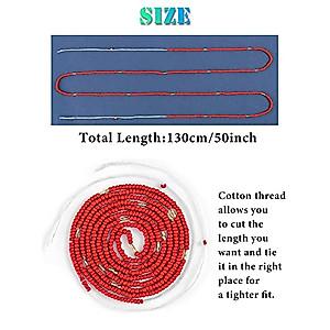 ELABEST 50inch Plus Size African Waist Beads Belly Chain Non-Stretching Tie-on Bead Jewelry Accessories for Women and Girls (5) (#18)