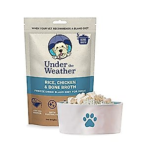 Under the Weather Bland Diet for Dogs | Easy to Digest for Sick Dogs |Always Be Ready| Contains Electrolytes - All Natural Freeze Dried 100% Human Grade Meats| 1 Pack- Chicken, Rice & Bone Broth - 6oz