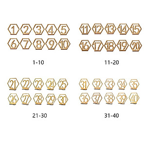 SYCOOVEN Wooden Table Numbers, 1-10 Wedding Table Numbers with Holder Base, Double Sided Hexagon Shape Perfect for Wedding, Party, Events or Catering Decoration(11-20)