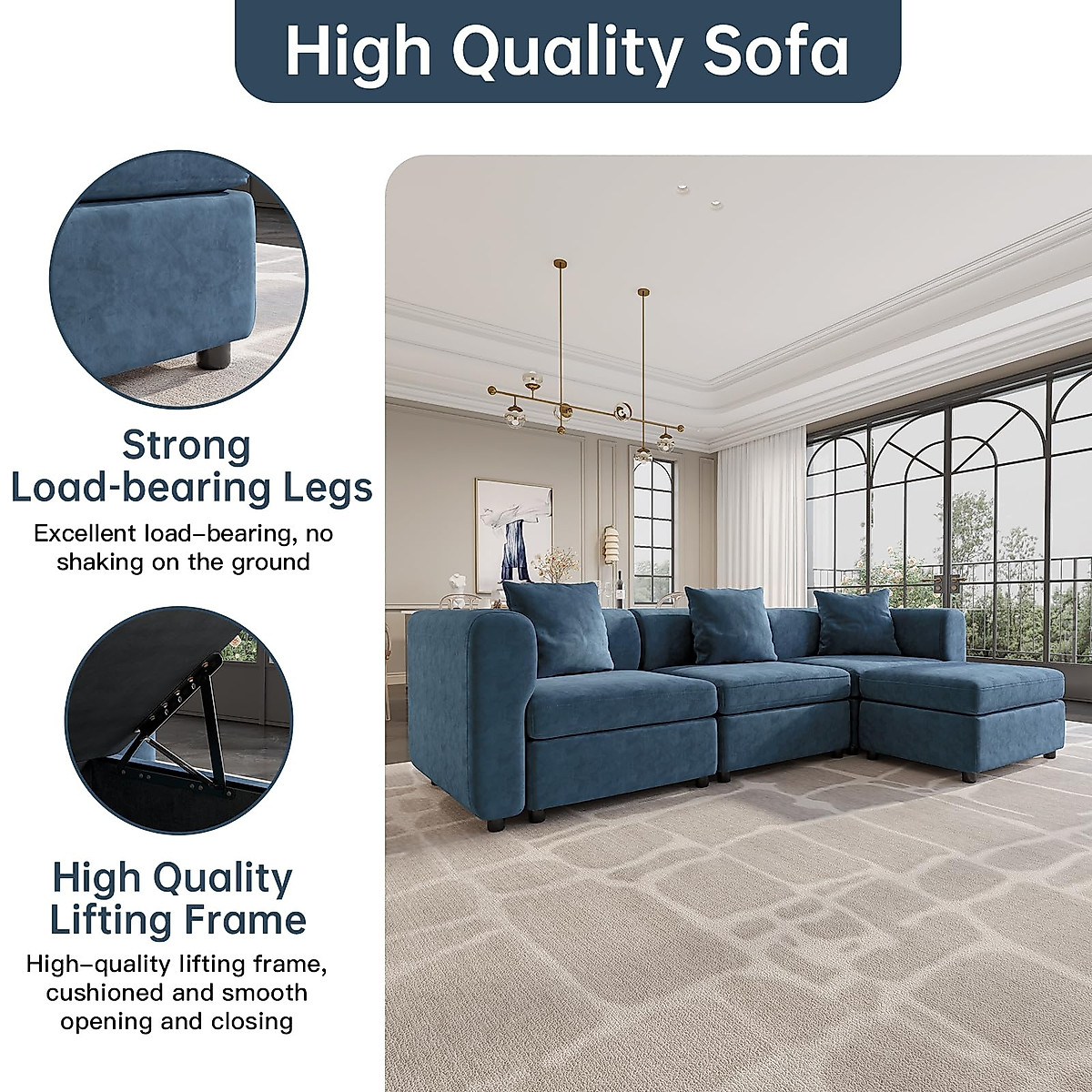 GlimBiz Oversized Modular Sofa with Storage Ottoman,U Shaped Sofa Couch Modular Sectional Sofa with Cushions, Convertible Sectional Sofa,U-Shaped Sofa with 8 Seats