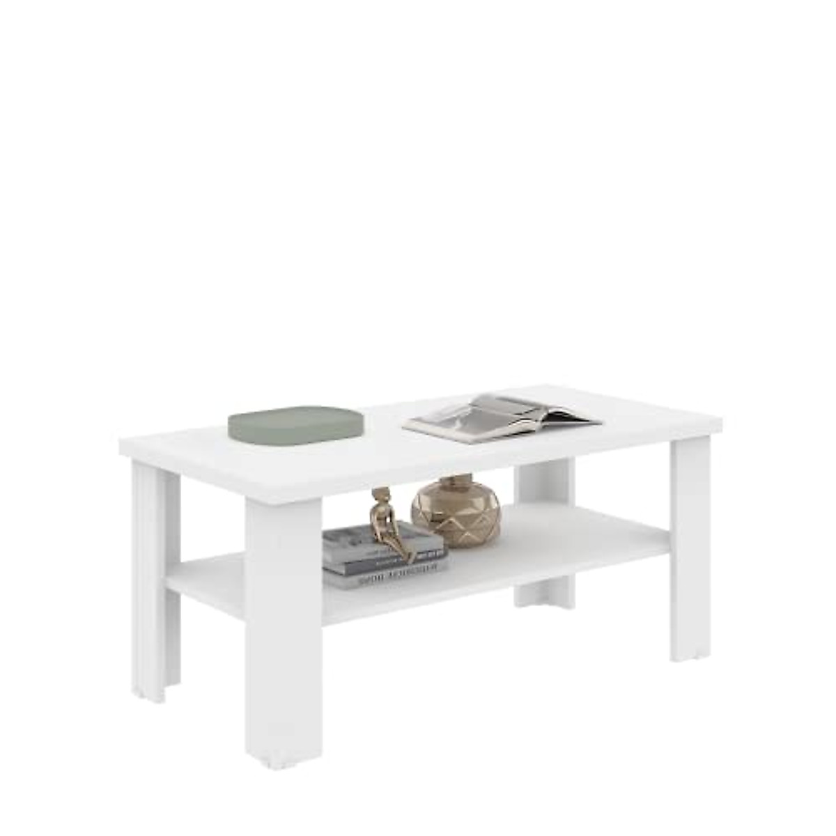 Modern Classic Rectangular Coffee Table for Living Room, Dining Room with Color Combination (White)