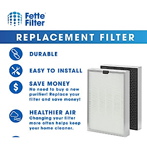 Fette Filter - True Hepa H13 Replacement Filter Compatiable with Medify MA-125 Air Purifier MA-125R, with 3 in 1 High-Efficiency Filter Compare to Part # 125-R (2QTY)