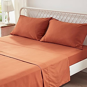 Anluoer Queen Comforter Set, Burnt Orange Boho Bed in a Bag 7 Pieces with Comforter and Sheets, All Season Bedding Sets with 1 Comforter, 2 PillowShams, 2 Pillowcases, 1 Flat Sheet, 1 Fitted Sheet