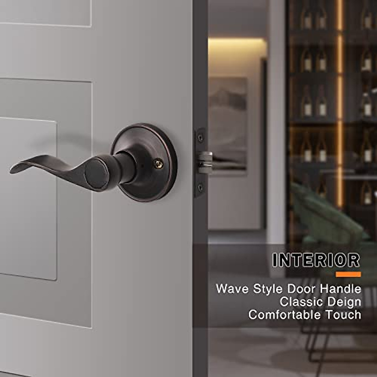 KNOBWELL Front Door Handle, Single Cylinder Front Exterior Door Entry Handle with Door Lever, Entry Door Lock Handle Set, Reversible for Left & Right Hand Door, Oil Rubbed Bronze