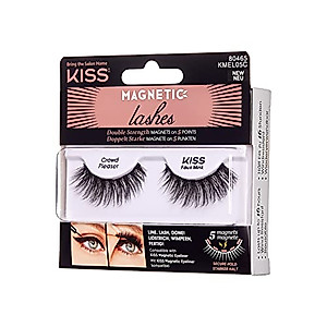 KISS Magnetic Lashes, Crowd Pleaser, 1 Pair of Synthetic False Eyelashes With 5 Double Strength Magnets, Wind Resistant, Dermatologist Tested Fake Lashes Last Up To 16 Hours, Reusable Up To 15 Times