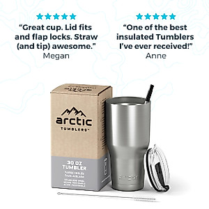 Arctic Tumblers | 30 oz Matte Black Insulated Tumbler with Straw & Cleaner - Retains Temperature up to 24hrs - Non-Spill Splash Proof Lid, Double Wall Vacuum Technology, BPA Free & Built to Last