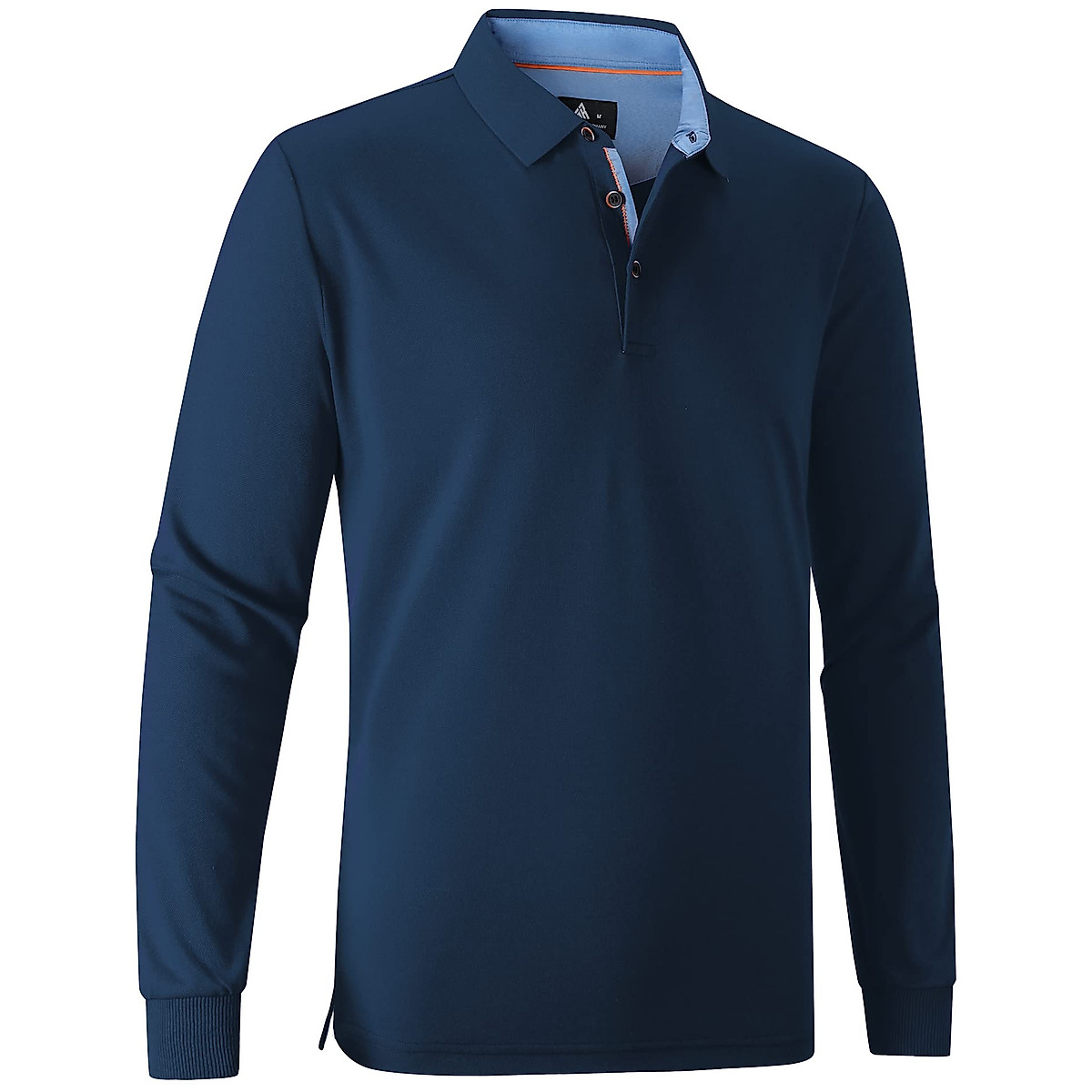 SWISSWELL Long Sleeve Polo Men Moisture Wicking Golf Shirts Slim Fit Polyester Collar Shirts Navy XL