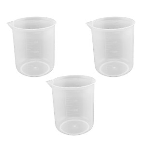 Othmro 3-Pack 500mL Laboratory Slide Spout Water Liquid Volume Measuring Beaker Clear
