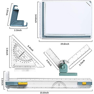 Frylr Inch A3 Drawing Board Drafting Table Multifunctional Drawing Board Table with Clear Rule Parallel Motion and Angle Adjustable Measuring System