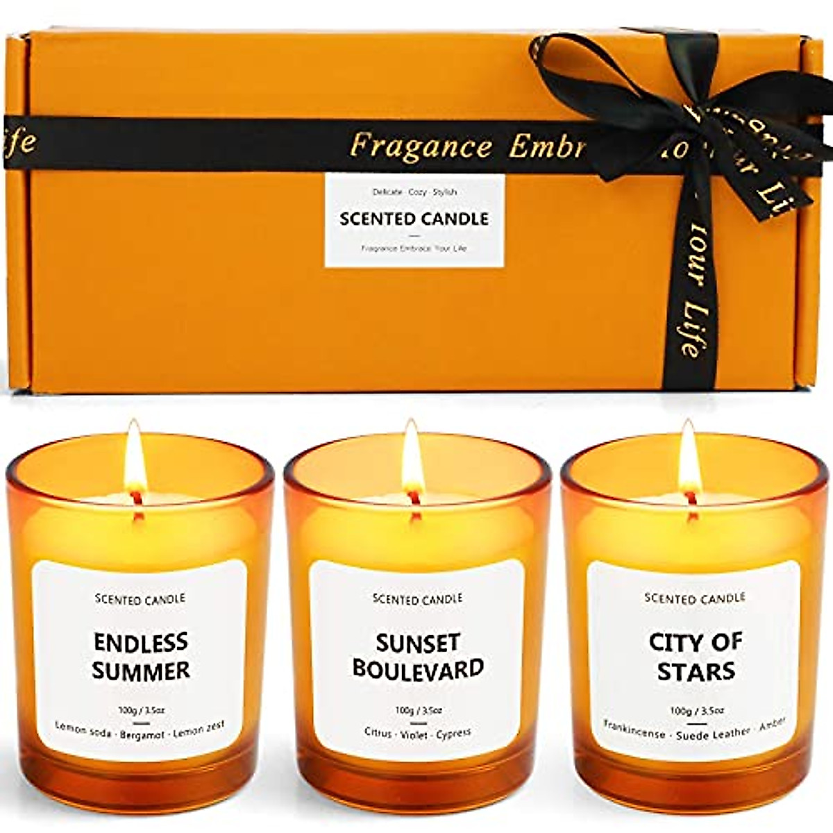 Scented Candles Set City of Stars, Endless Summer, Sunset Boulevard/Jar Candle Rose of Desert