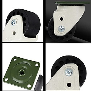 Swivel Castor Wheel Trolley Furniture Caster, Heavy Duty Caster Wheels, 360 Degree Swivel Castors, White Nylon Material, for Furniture Workbench Welding Table, Workbench Caster, 4 Pieces Castor Wheel