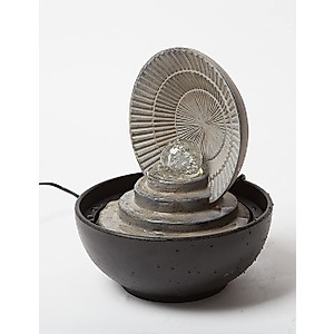 SEINHIJO Indoor Tabletop Water Fountain Zen Cascading Feng Shui Waterfall Home Decor Table Centerpiece Relaxation Gifts with LED Lights Rolling Ball 11 inch