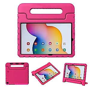 SIMPLEWAY Kids Case for Samsung Galaxy Tab S6 Lite 10.4 inch 2024/2020/2022 Release, Model SM-P625/SM-P620, SM-P610/P615, SM-P613/SM-P619, with S Pen Slot Shockproof Light Foldable Handle Rose