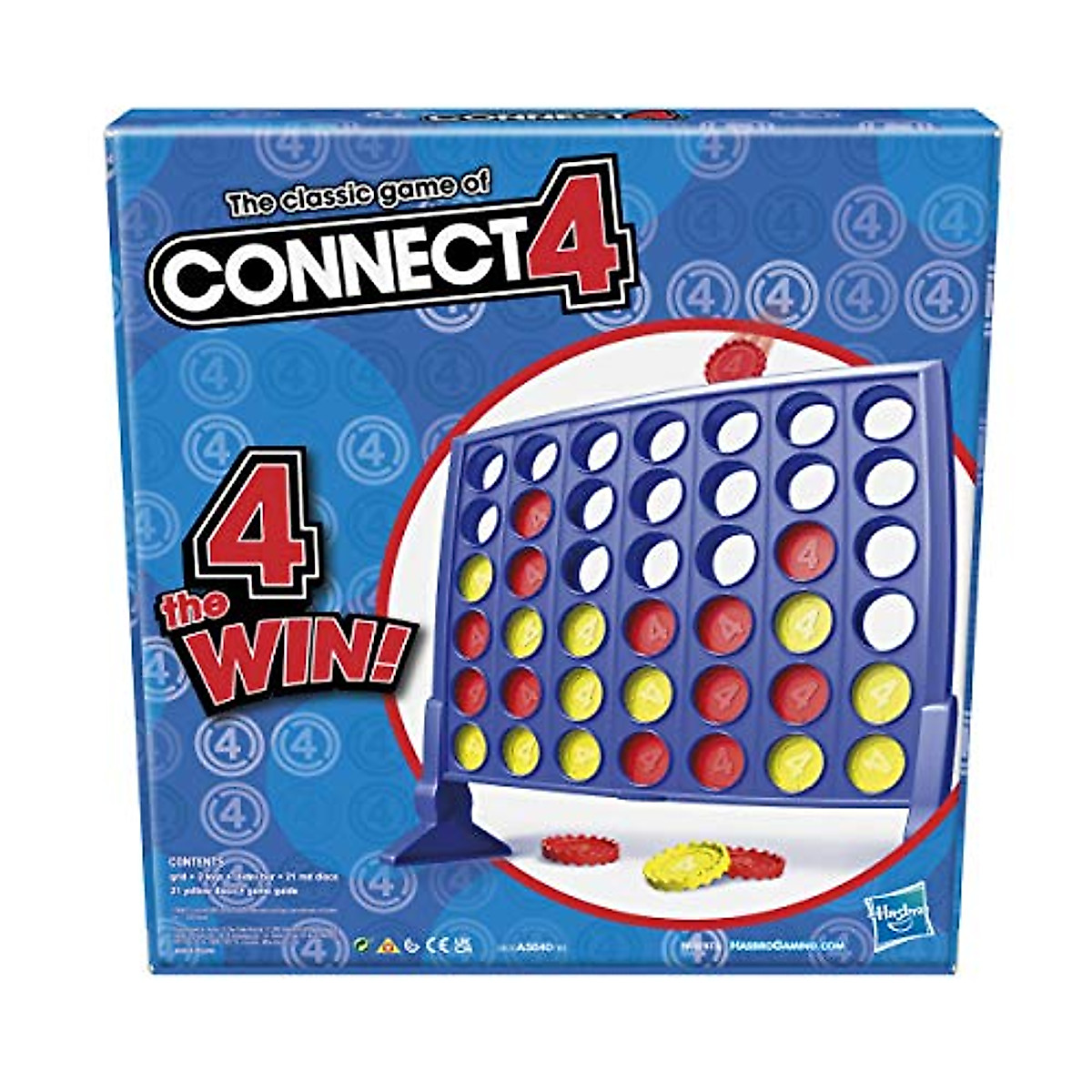 Connect 4 Classic Grid Board Game, 4 in a Row Game, Strategy Board Games for Kids, 2 Player Board Games for Family and Kids, Ages 6 and Up