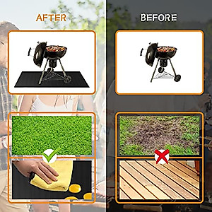 Sunerve Large Under Grill Mats, Grease matt under grill, 48*30 Inch Desk and Patio Protector Mats, Grill Matt for Patio, Fireproof Mat for Outdoor Smokers, Gas Grills, Fireproof Fire Pit Mat for Grass