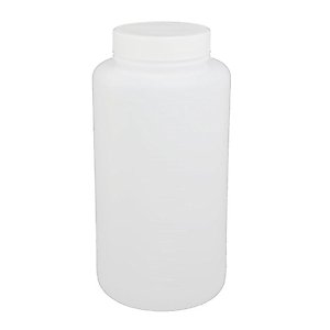 uxcell 1000ml 55mm Dia Wide Mouth HDPE Plastic Round Graduated Bottle White