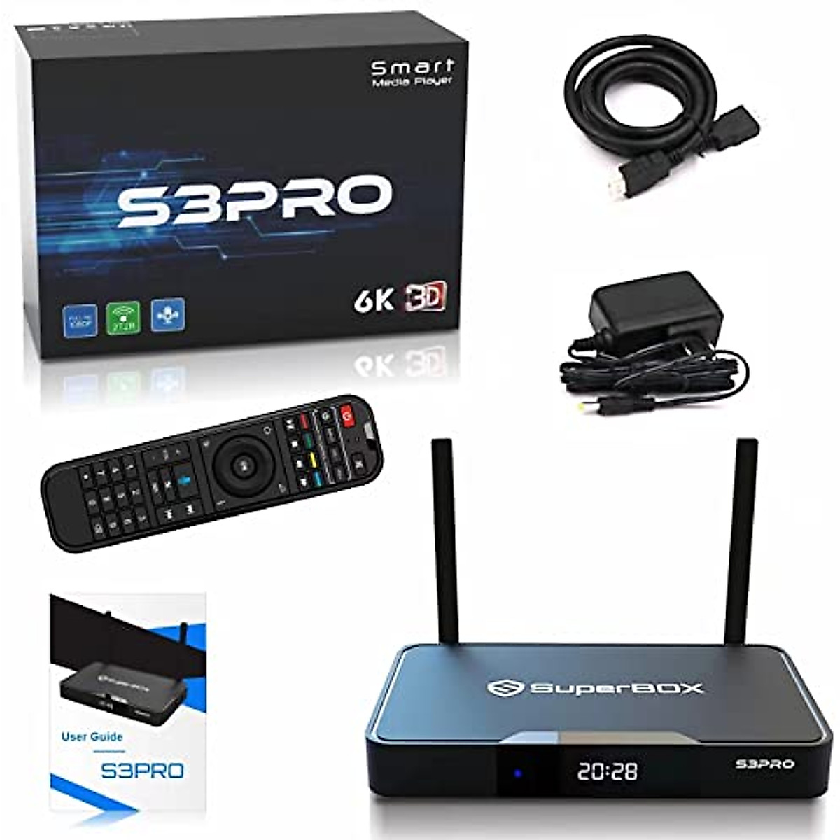 2022 Newest Super Box S3 PRO, Authorized Seller TV Box with Voice Remote and Detailed Install Instructions (2GB RAM + 32GB ROM)