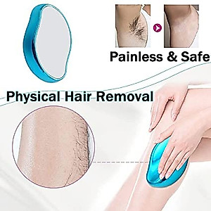 Crystal Hair Eraser for Women and Men, Magic Back Arms Legs, Reusable Remover Painless Exfoliation Removal Tool, fast easy BLUE 1 count