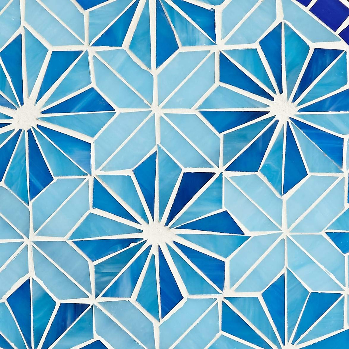 Teal Island Designs Blue Star Modern Black Metal Round Outdoor Accent Side Table 14" Wide with Lower Shelf Mosaic Tabletop Gracefully Curved Legs for Porch Patio Home House Balcony Spaces Deck