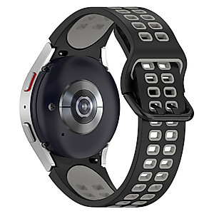 Disscool Replacement Wristbands Compatible with Samsung Galaxy Watch 6/Watch 5/Galaxy Watch 4/Galaxy Watch 3 41mm, 20mm Adjustable Soft Silicone Wrist Strap with Quick Release(Black+Grey)