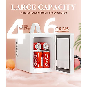 BOGDA 4L Mini Skincare Fridge with Dimmable LED Light Mirror, Cooler and Warmer Temperature Control Digital Display, Portable Cosmetic Refrigerator for Makeup, Skin Care, Bedroom Office Car, White