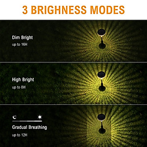 Whousewe Solar Pathway Lights Outdoor 6Pack, Solar Lights Outdoor Decorative 3 Light Modes Waterproof Bright LED Garden Lights, Auto On/Off Solar Landscape Lights for Pathway Yard Walkway Patio,Black