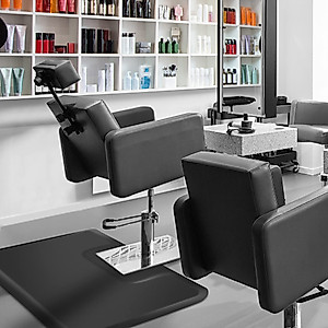 Saloniture 3 ft. x 5 ft. Barber & Salon Floor Mat for Square Chair Base - 1/2 in. Thick Black Rectangle Anti-Fatigue Stylist Station Mat