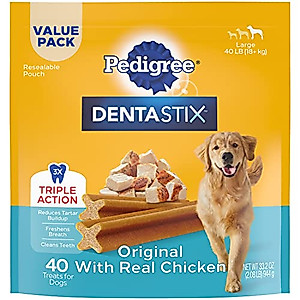 PEDIGREE DENTASTIX Large Dog Dental Treats Original Flavor Dental Bones, 2.08 lb. Value Pack (40 Treats)