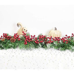 Artiflr 6FT Red Berry Christmas Garland, Artificial Red and Burgundy Berry Christmas Garland for Indoor Outdoor Home Fireplace Decoration for Winter Holiday New Year Decor