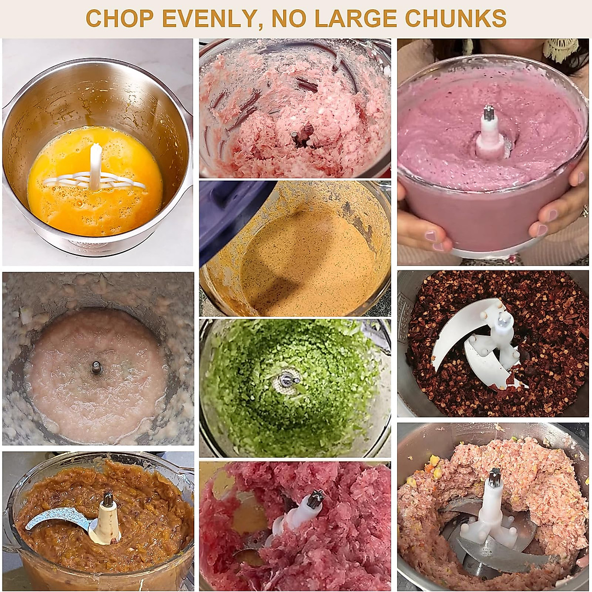 Food Processor, Meat Grinder Electric Food Chopper with 2 Bowls (8 Cup+8 Cup), 300W 4 Bi-Level Blades 5 Speed Mini Kitchen Cutter for Vegetable, Onion, Garlic, Meat, Nuts, and Baby Food (Blue-2L)