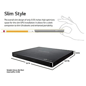 Produplicator LG BP60NB10 Portable 6X Ultra HD 4K Blu-ray Burner External Drive with CyberLink Software, 50GB M-DISC BD-R DL, and USB Cable - Burns CD DVD BD DL BDXL Discs
