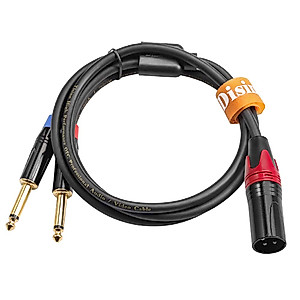 Disino Dual 1/4 inch to XLR Male Y Splitter Cable,Male XLR to Dual 6.35mm TS Mono Plug Microphone Audio Converter Adapter - 3.3 feet