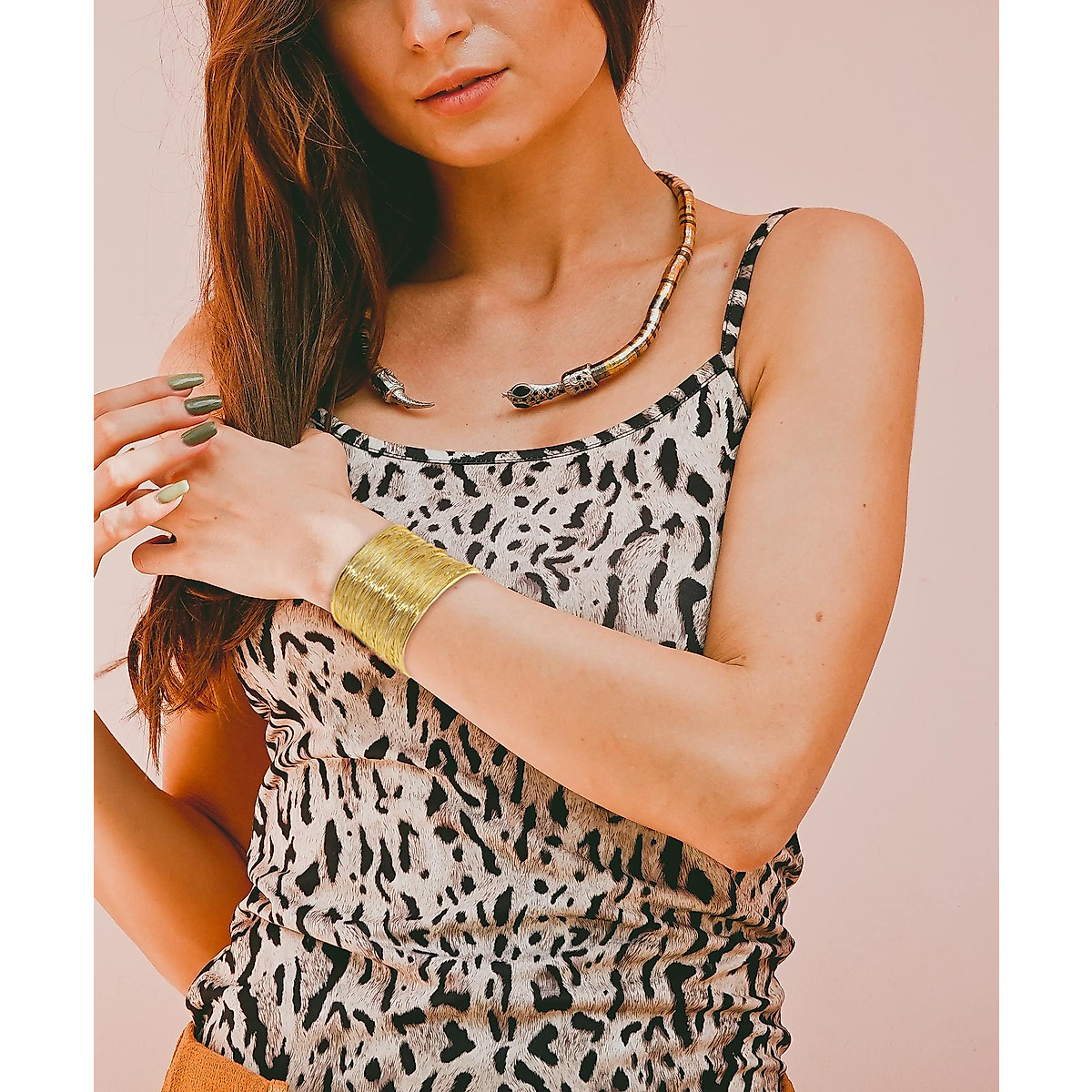 BOMAIL 6 Pieces Arm Cuff Upper Arm Band Cuff Bracelet Minimalist Simple Swirl Open Wide Wire Bracelets for Women Adjustable Arm Bangle Bracelets Set