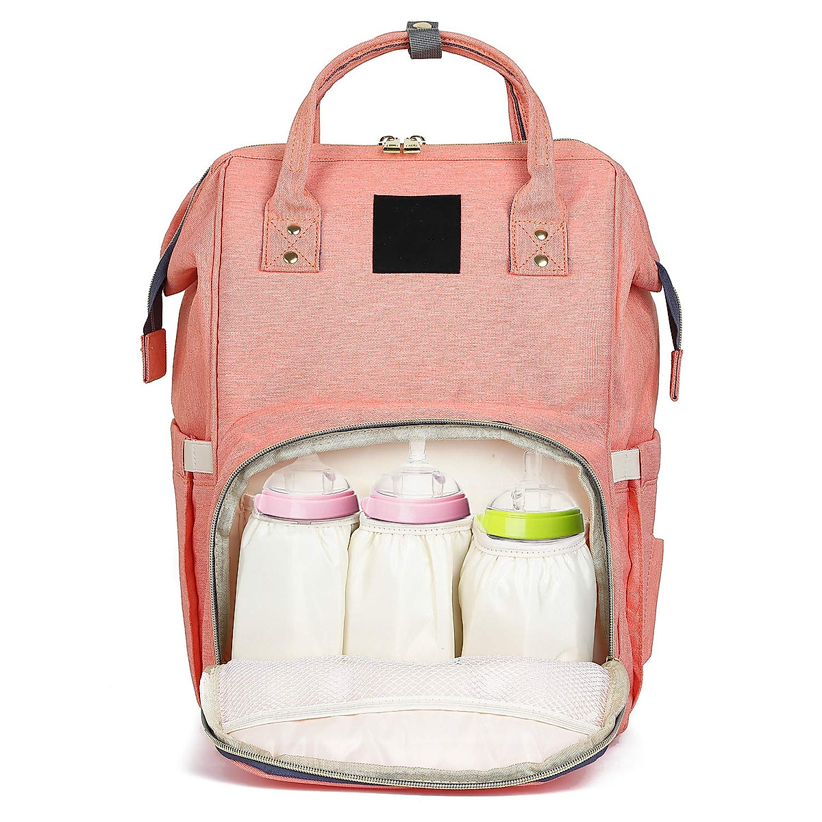 Diaper Bag Multi-Function Waterproof Travel Backpack Nappy Bags Large Capacity Stylish and Durable for Baby Care. (Orange Pink)