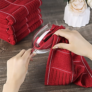Glynniss Red Kitchen Towels and Dishcloths Set, Dish Towels and Dish Rags Set for Washing Dishes, Cleaning and Drying Pack of 8 (red)