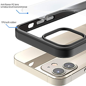 TOZO Compatible for iPhone 12 Mini Case 5.4 inch Hybrid PC+TPU Soft Grip Matte Finish Clear Back Panel Thin Cover with Black
