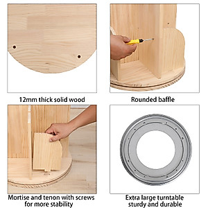 FDHUIJIA Rotating Bookshelf 360 Display Floor Standing Bookcase Storage Rack for Kids&Adults Solid Wood Book Shelf (2tier)