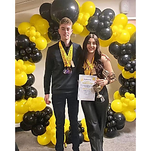 Black and Yellow Balloon Arch Kit, 100Pcs Black and Yellow Balloon Garland Kit, Black and Yellow Balloons Different Sizes 18/12/10/5 inch for Baby Shower Birthday Bee Bumblebee Themed Party Decoration