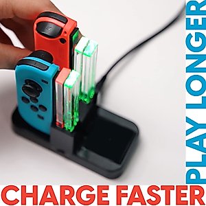 TALK WORKS Charging Dock Station Compatible with Nintendo Switch Joy-Con + OLED - Charger Base, Remote Accessories Docking Station for 4 Controllers
