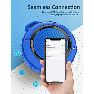 Kunodi Outdoor Waterproof Bluetooth Speaker, Wireless Portable Mini Shower Travel Speaker with Subwoofer, Enhanced Bass, Built in Mic for Sports, Pool, Beach, Hiking, Camping