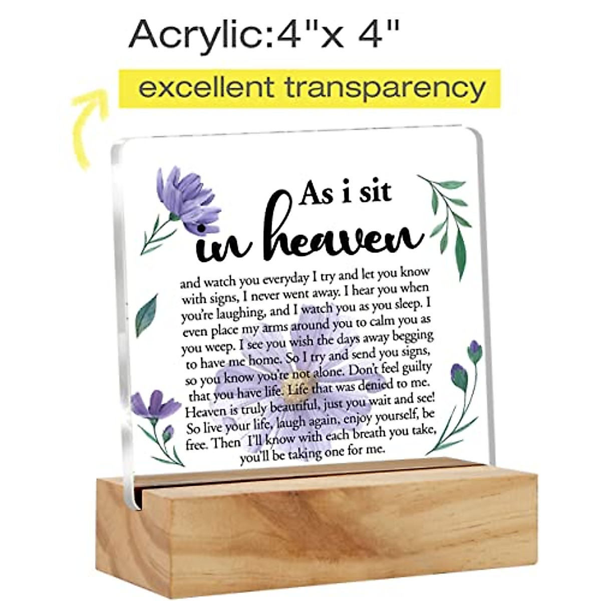 Sympathy Gifts for Loss of Loved One in Memory of Love One Acrylic Desk Sign Decoration Memorial Bereavement Desk Plaque Keepsake Home Desk Decor