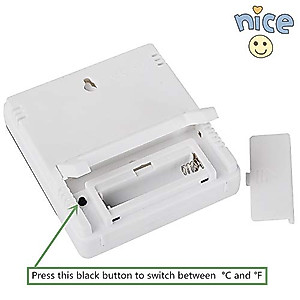 HTC-1 Digital Thermometer Hygrometer Clock Alarm/Alarm Calendar 5 Functions Large Screen Desktop Stand & Wall Mount White Thermometer Hygrometer Digital