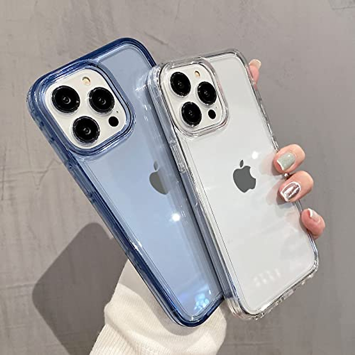 Clear Designed for iPhone 14 Pro Max Case, Cute Shockproof Military Grade Protection Hard Back Phone Case with Airbag Soft Edge, Slim Protective Bumper Cover for Women Men Girls (Crystal Clear)