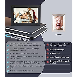 Cozyla Digital Picture Frame WiFi Free Unlimited Storage AI-Powered Send Pictures & Video via Google Photos Email Web Browser App Digital Photo Frame Electronic Picture Frame Slideshow 10.1 Inch Black